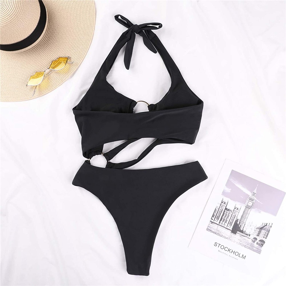 JJZXD Fashion Swimwear Women's Solid Color Solid Color Bikini Sexy ...